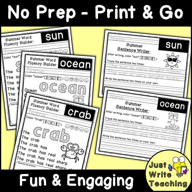 First Grade Summer Reading Fluency Builders - Set 1 - Etsy