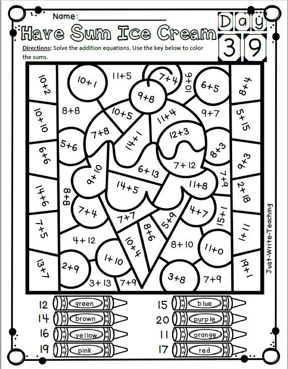 Summer Math Packet Rising Second Grade (first Grade Review) 50 Sheets ...
