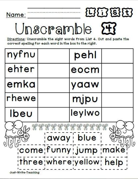 Sight Word Unscramble Cut and Paste Activity Pack 32 Activities - Etsy