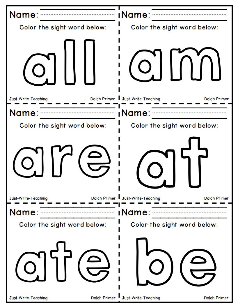 Dolch Primer Sight Word Task Cards - Etsy