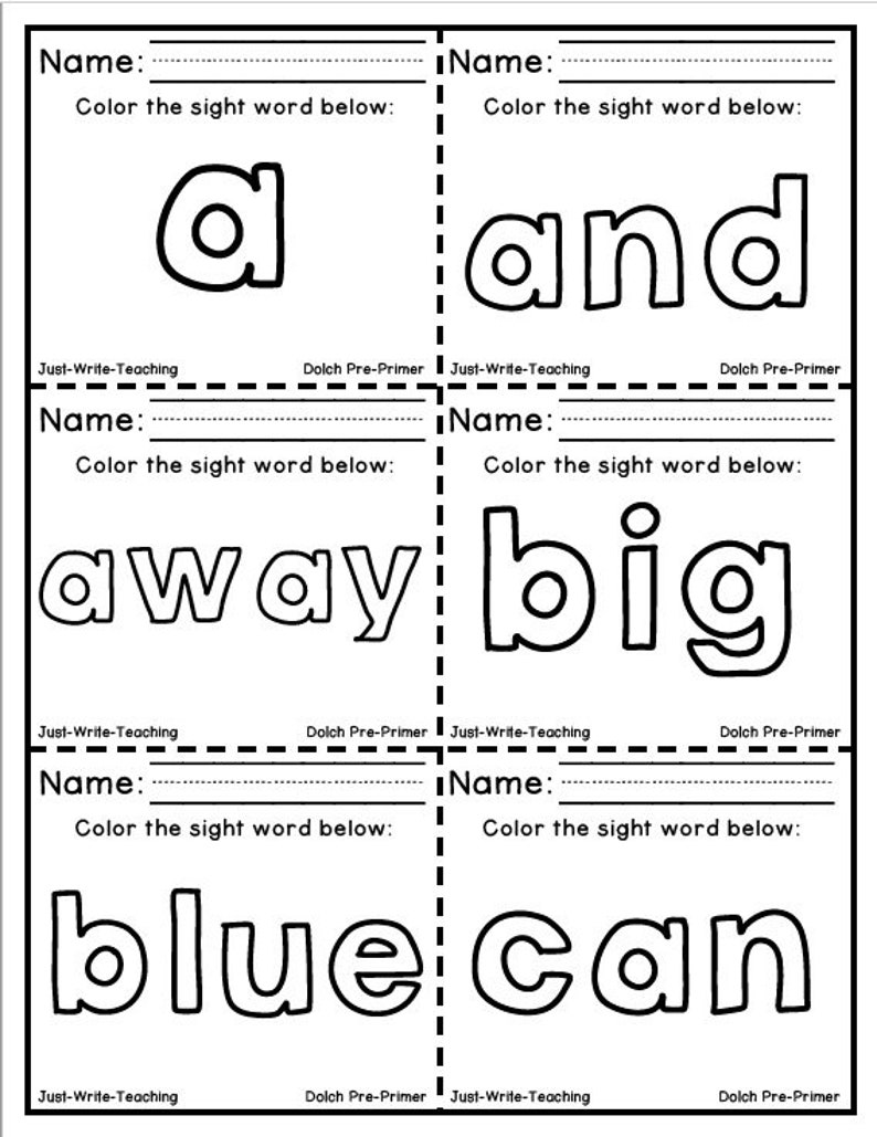 Dolch Pre-primer Task Cards for Sight Word Centers - Etsy