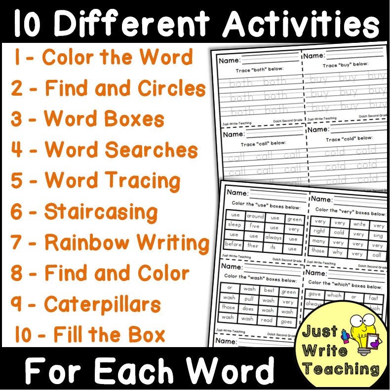 Dolch Second Grade Sight Word Task Cards - Etsy