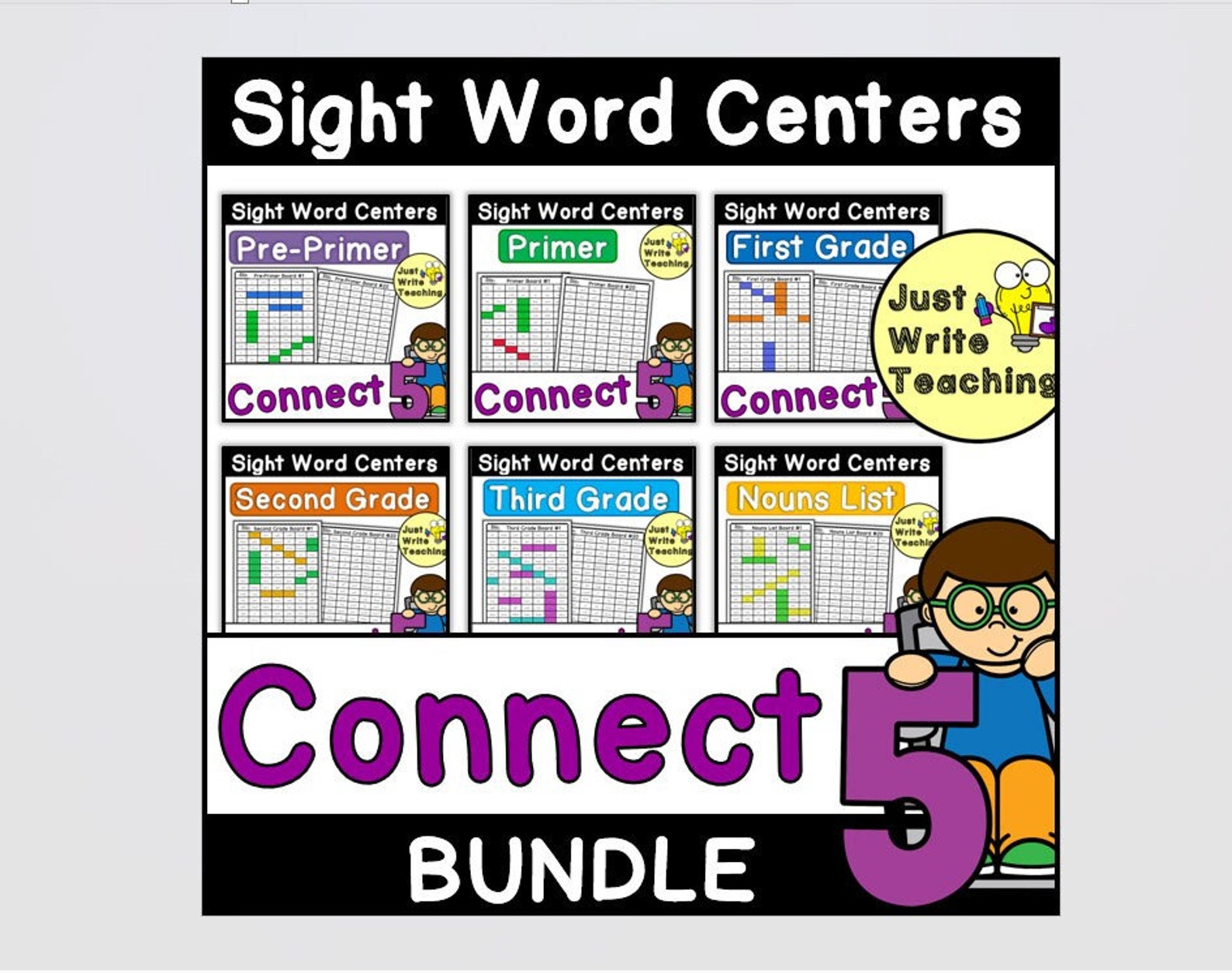 Connect 5 Sight Words Game - BUNDLE - Etsy