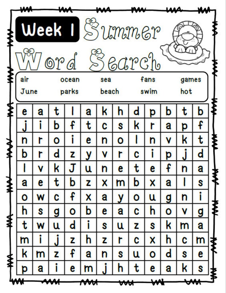 Summer Word Search Activity Pack - Etsy
