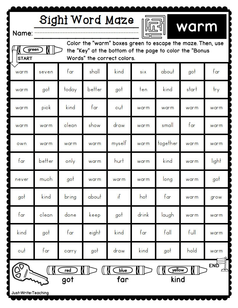 Third Grade Sight Word Mazes - Etsy
