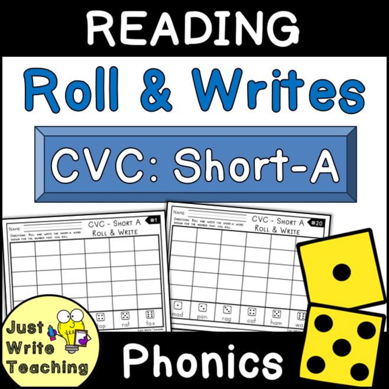Short A - CVC Phonics - Roll and Writes - Etsy