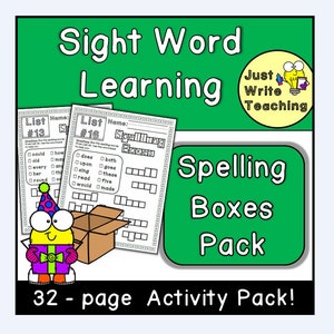 Sight Word Spelling Boxes Activity Pack 32 Activities | Etsy