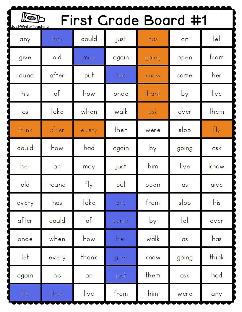 Connect 5 First Grade Sight Words Game - Etsy