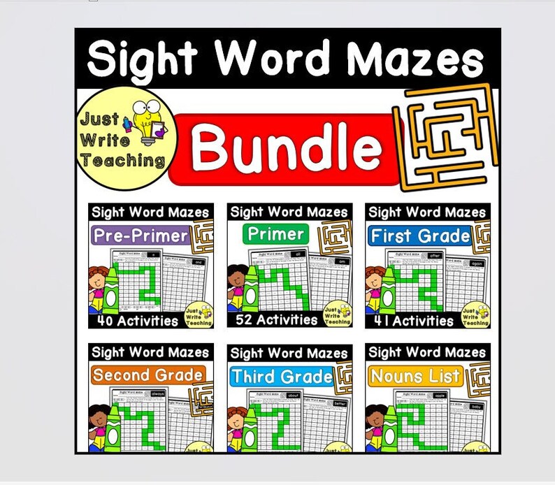 Sight Word Mazes - Centers Bundle - Etsy