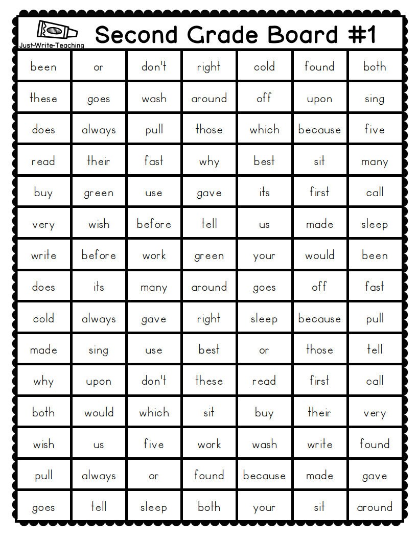 Connect 5 Second Grade Sight Words Game - Etsy