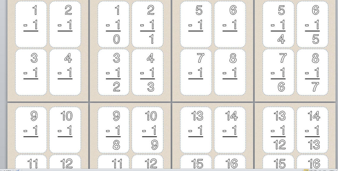 Subtraction Flash Cards - Elementary Math - Distance Learning - Etsy