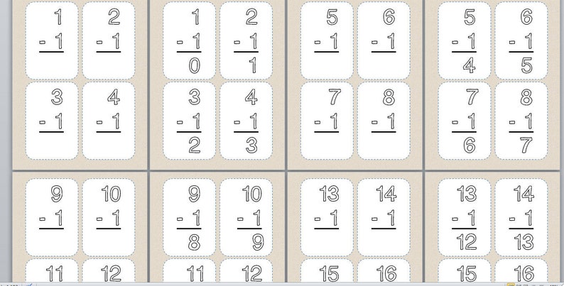 Subtraction Flash Cards - Elementary Math - Distance Learning - Etsy