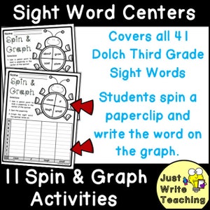 Third Grade Sight Word Centers - Spin Graph and Tally - Etsy