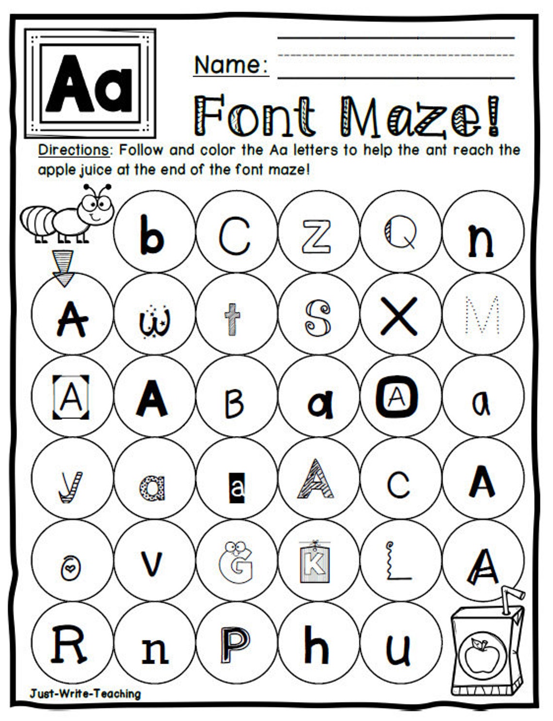 Letter Font Mazes Alphabet Activities A to Z Practice 26 Sheets - Etsy