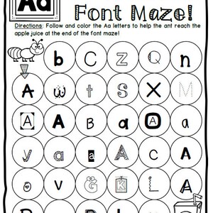 Letter Font Mazes - Alphabet Activities - A to Z Practice (26 Sheets ...