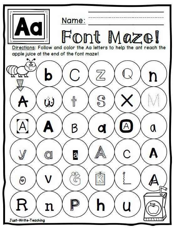 Letter Font Mazes Alphabet Activities A to Z Practice 26 Sheets - Etsy