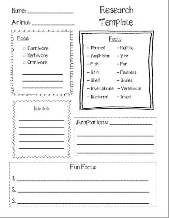 Printable Animal Fact Sheet Template