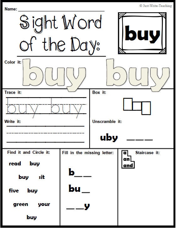 Sight Word of the Day Dolch Second Grade List 92 Activities - Etsy