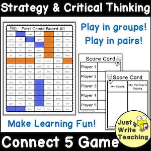 Connect 5 Sight Words Game - BUNDLE - Etsy