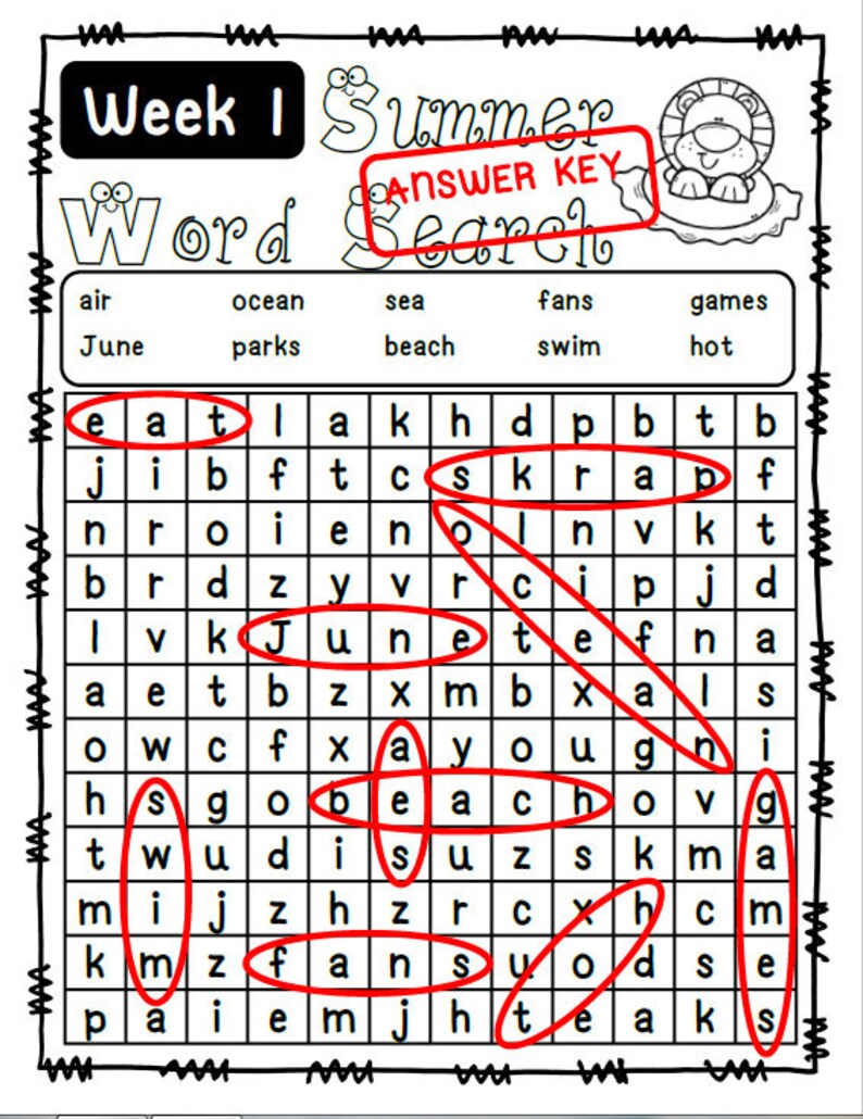 Summer Word Search Activity Pack - Etsy