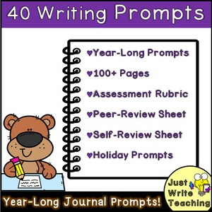 40 Elementary Writing Prompts (year-long, Fun & Engaging) Assessment ...