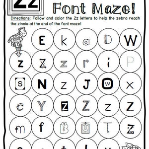Letter Font Mazes - Alphabet Activities - A to Z Practice (26 Sheets ...
