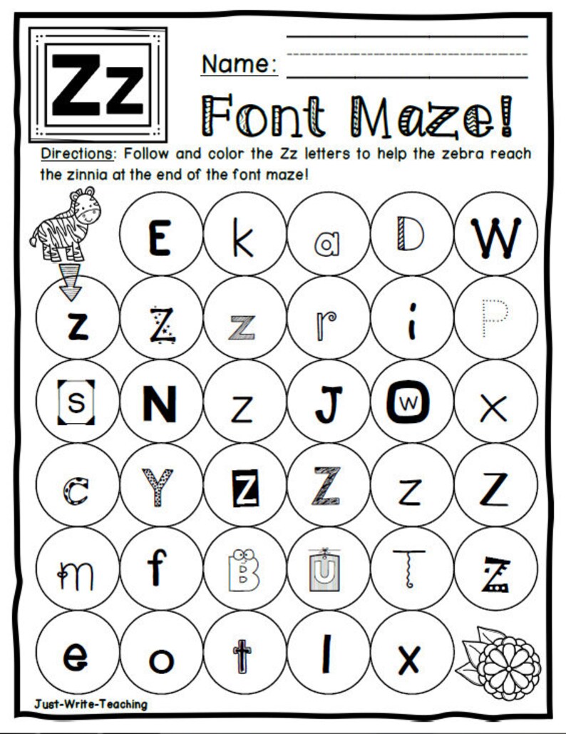Letter Font Mazes Alphabet Activities A to Z Practice 26 Sheets - Etsy