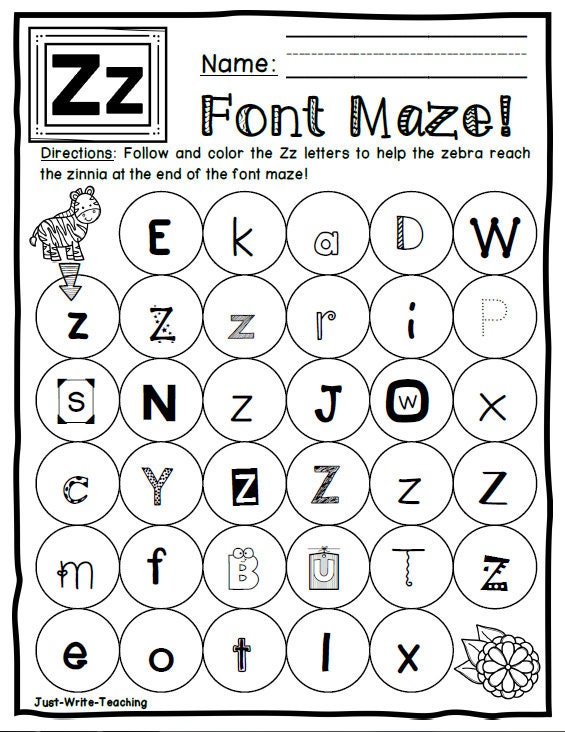 Letter Font Mazes Alphabet Activities A to Z Practice 26 Sheets - Etsy