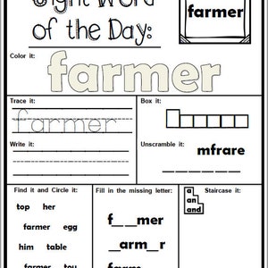 Sight Word of the Day Dolch NOUNS List 190 Activities Distance Learning ...