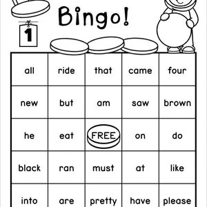 Sight Word Bingo - Dolch Primer - Etsy