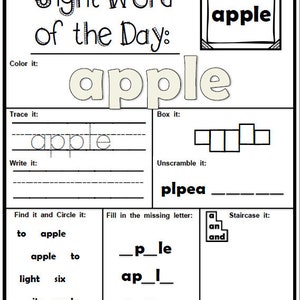 Sight Word of the Day Dolch NOUNS List 190 Activities Distance Learning ...