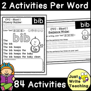 Reading Fluency Builders - CVC Short I - Etsy