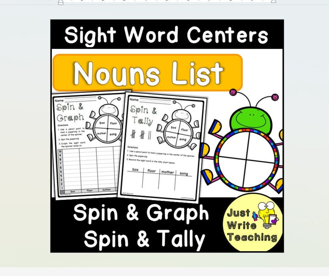 Dolch Nouns Sight Word Centers Spin Graph and Tally - Etsy