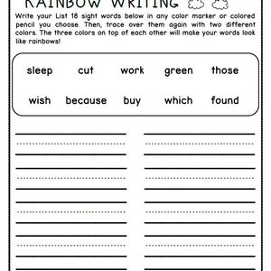Sight Word Rainbow Writing Activities - Etsy
