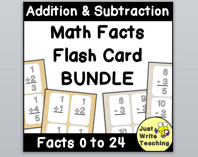Math Flash Cards Addition Facts & Subtraction Facts (distance Learning ...