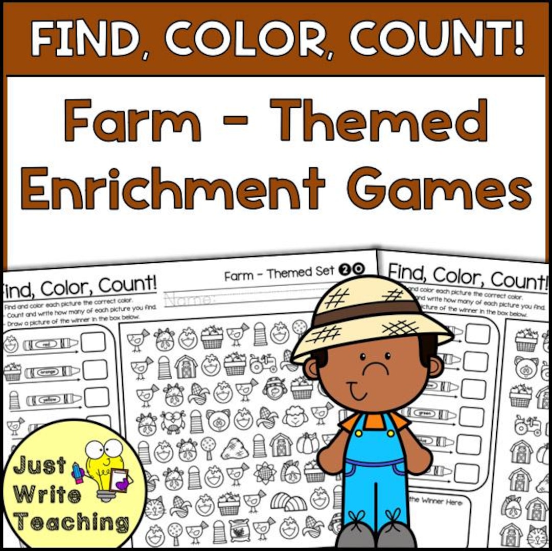 Find, Color, Count! - Farm-themed Enrichment Games - Etsy