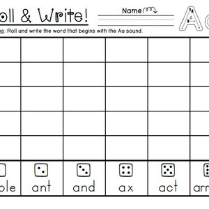 Beginning Sound Roll & Writes - Alphabet Activities - A to Z Practice ...