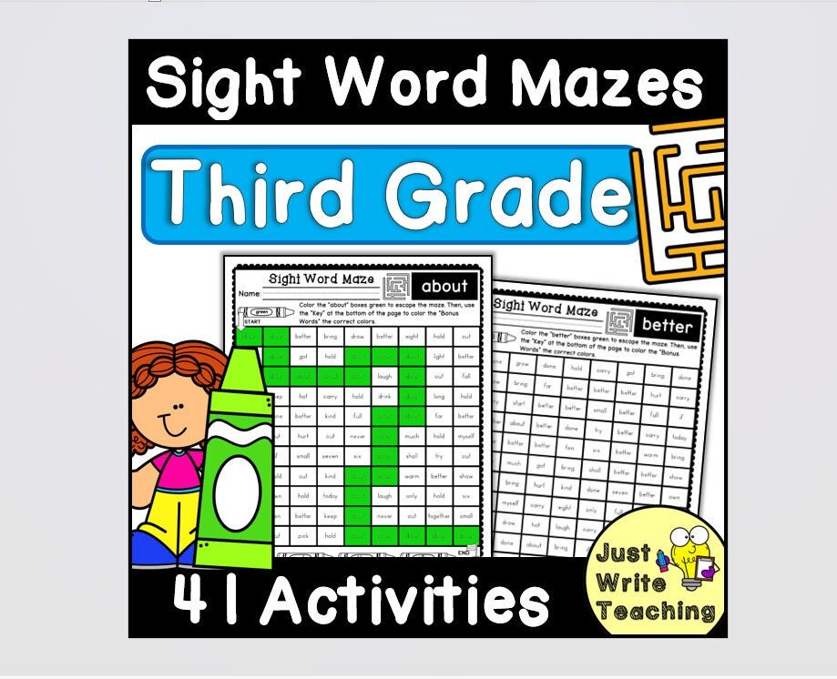 Third Grade Sight Word Mazes - Etsy