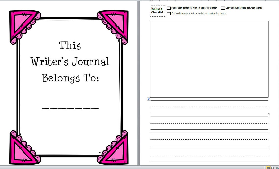 Elementary Writing Journal Book Template - Etsy