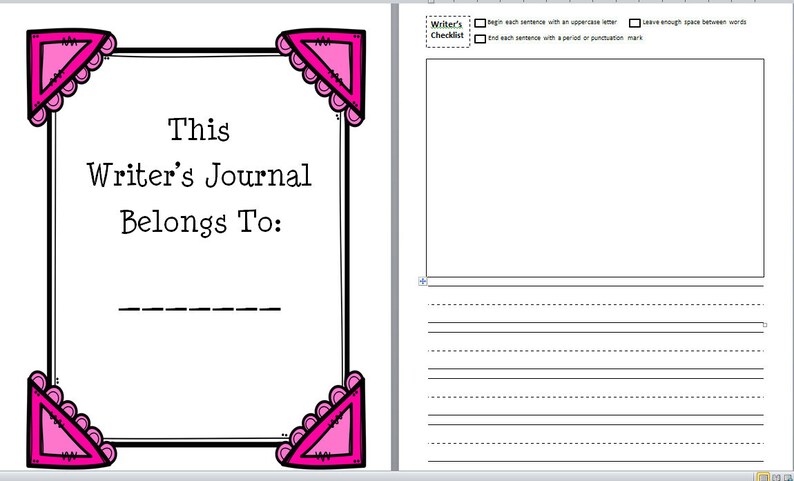 Elementary Writing Journal Book Template - Etsy