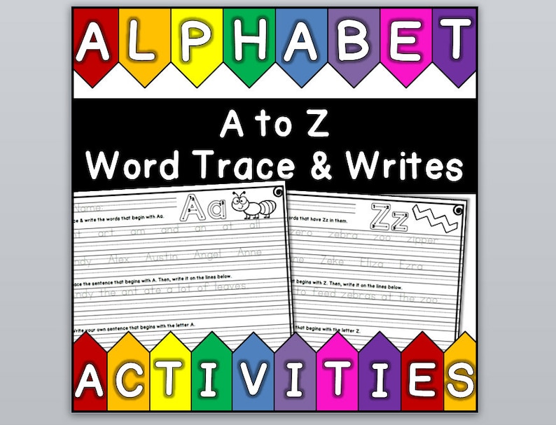 Word Trace and Writes - Alphabet Activities - A to Z Practice (26 Pages ...