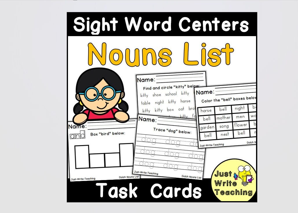 Dolch Nouns List Sight Word Task Cards - Etsy