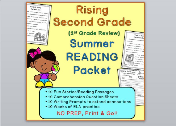 Rising Second Grade Summer Reading Packet First Grade Review | Etsy