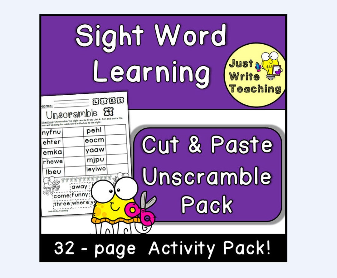 Sight Word Unscramble Cut and Paste Activity Pack - 32 Activities! - Etsy