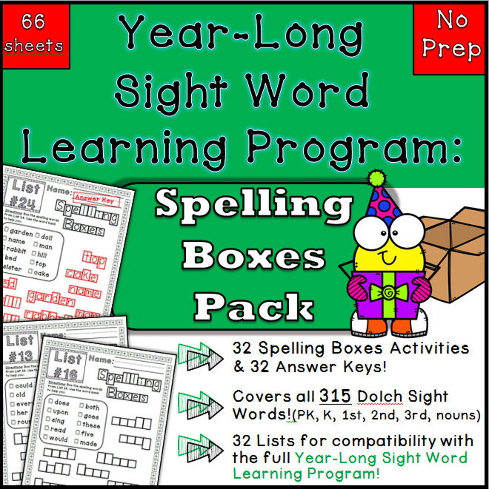 Sight Word Spelling Boxes Activity Pack 32 Activities | Etsy