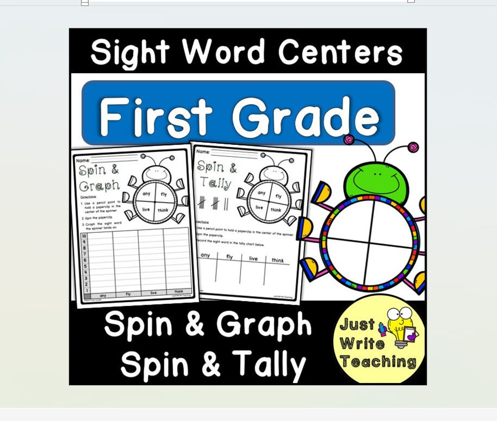 First Grade Sight Word Centers - Spin Graph and Tally - Etsy