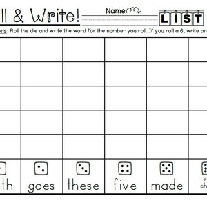 Sight Word Roll and Writes Activity Pack - 63 Pages - Distance Learning ...