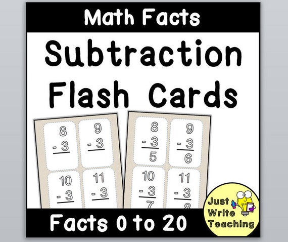 Subtraction Flash Cards Elementary Math Distance Learning | Etsy