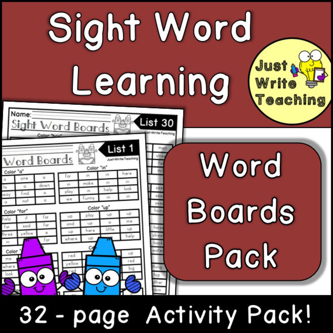Sight Word Activities - Word Boards - Etsy