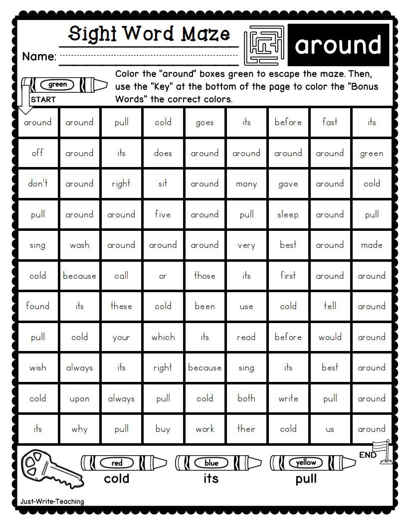 Second Grade Sight Word Mazes - Etsy